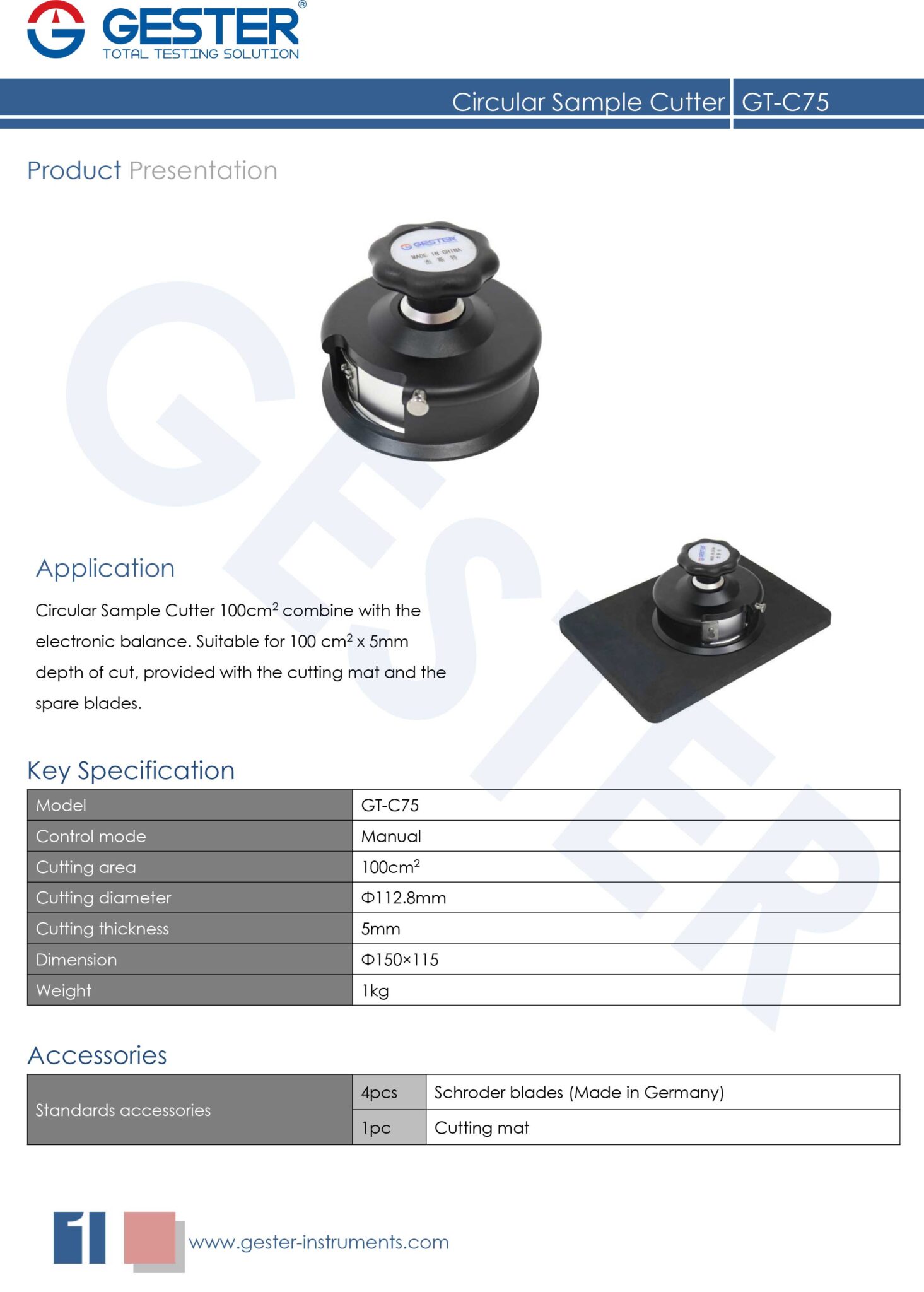 Circular Sample Cutter GT-C75-3